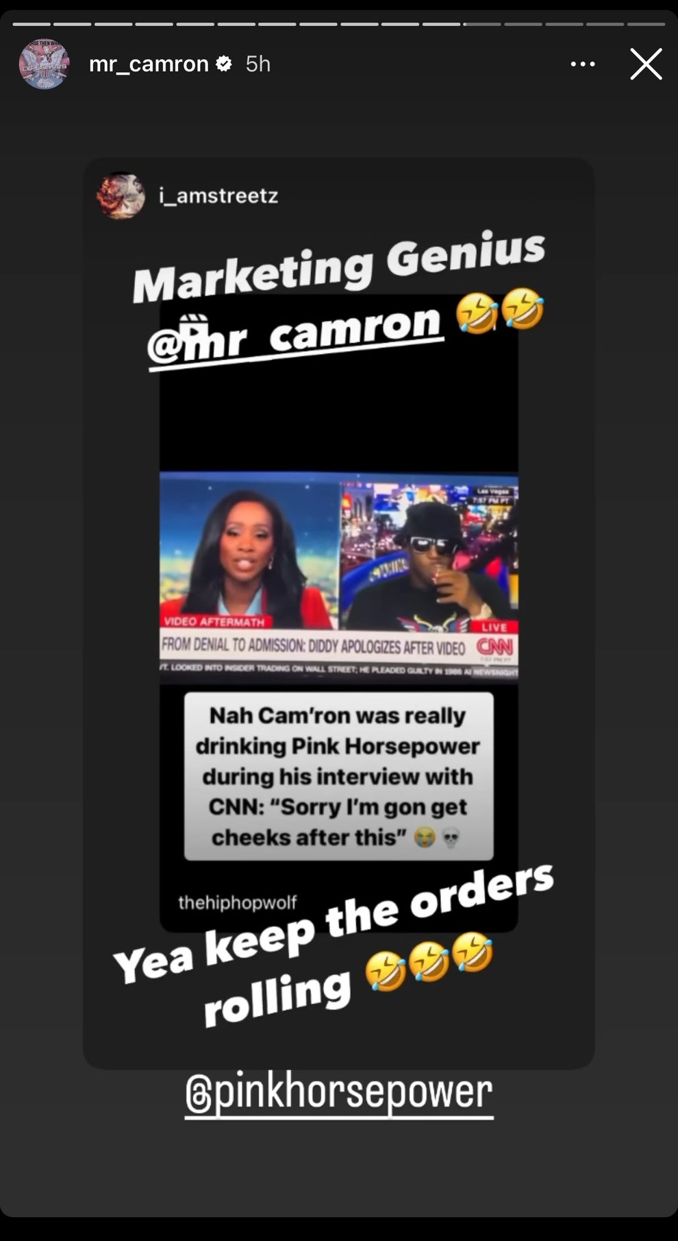 Cam'ron Sips Libido Drink During CNN Segment on Diddy | Complex