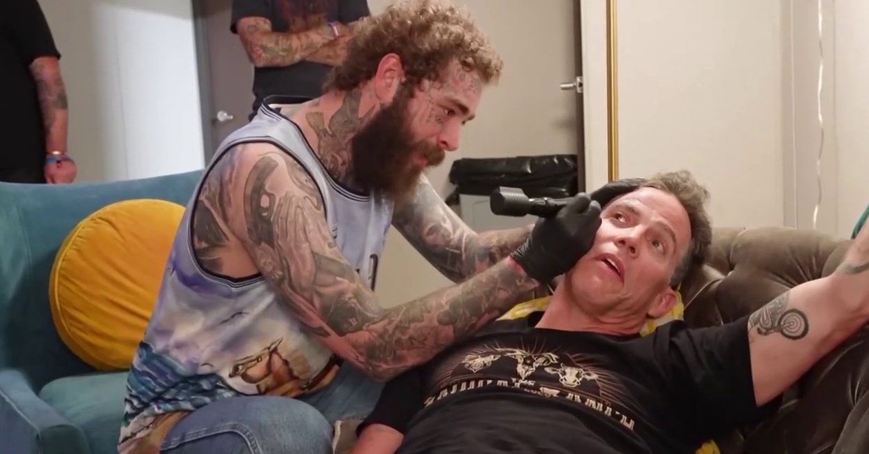 Steve-O's First Face Tattoo Is a Penis Inked by Post Malone | Complex