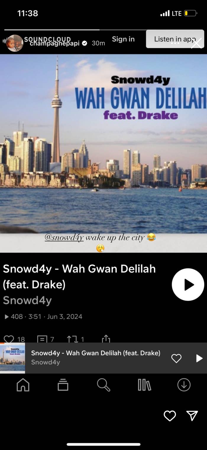 Drake appears as feature on Snowd4y’s “Wah Gwan Delilah” – 105.7 WDNY