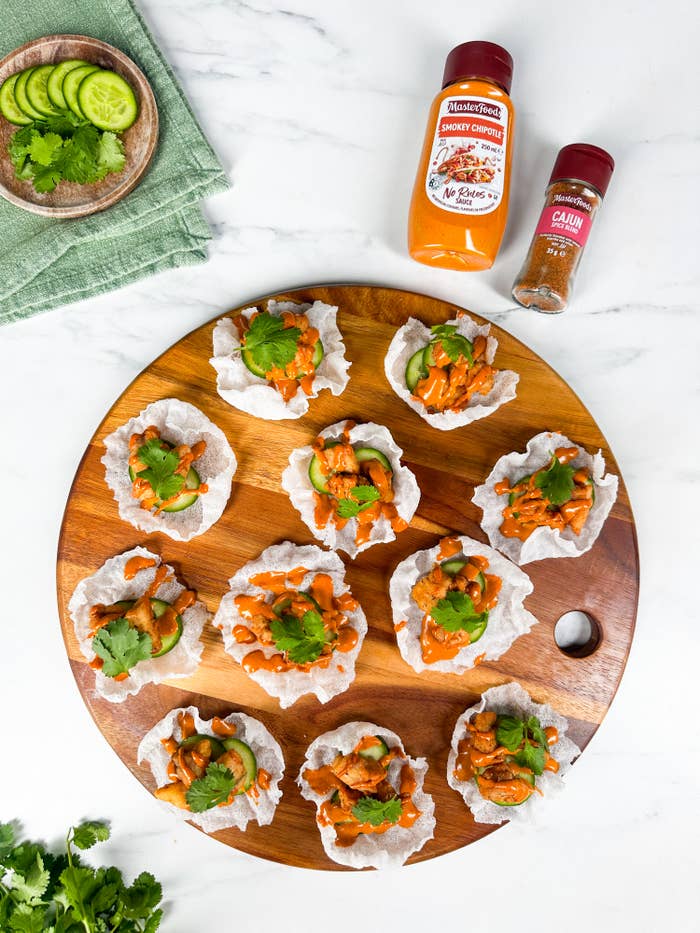 Fried Chicken Chipotle Rice Paper Cups