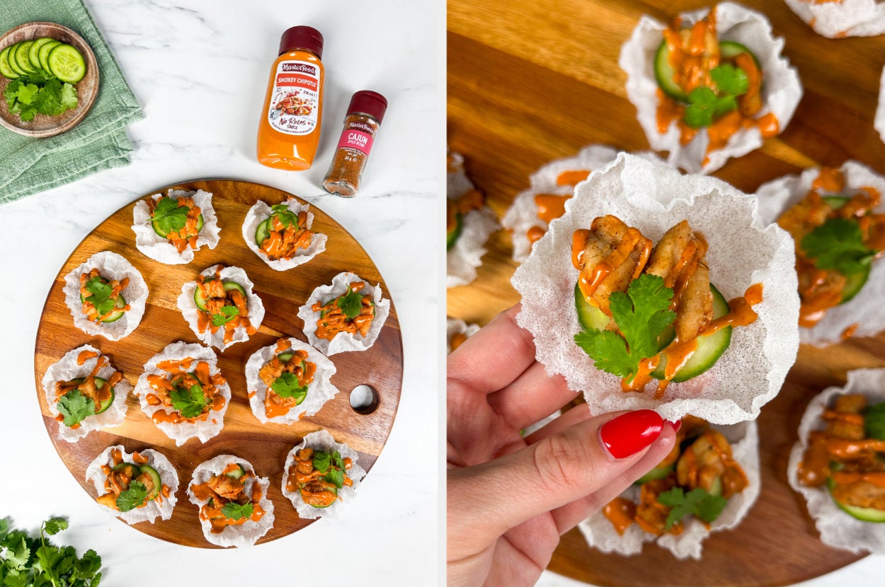 Fried Chicken Chipotle Rice Paper Cups