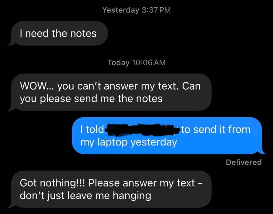 answer my text please