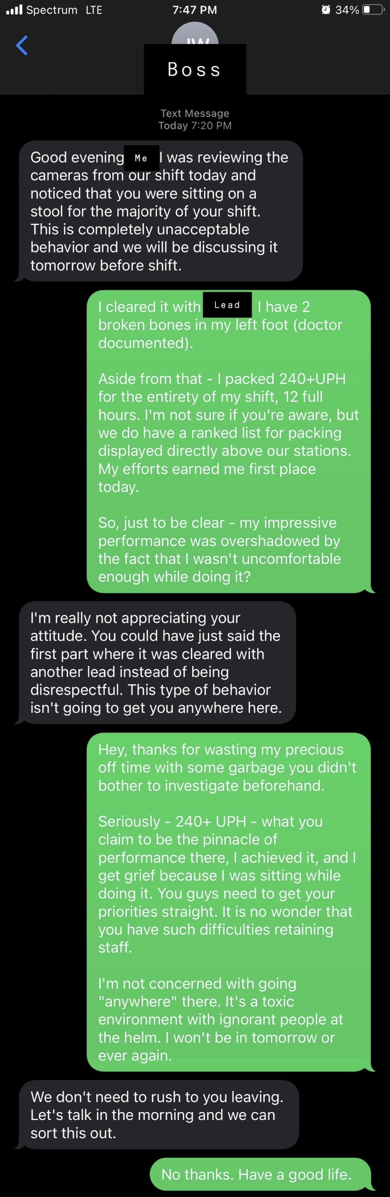 Entitled Boss Text Screenshots