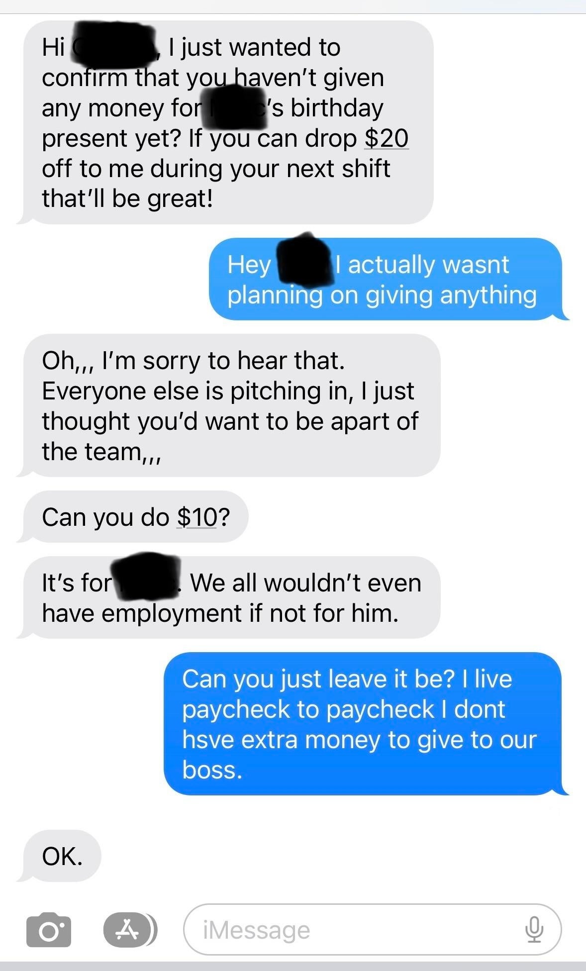Entitled Boss Text Screenshots