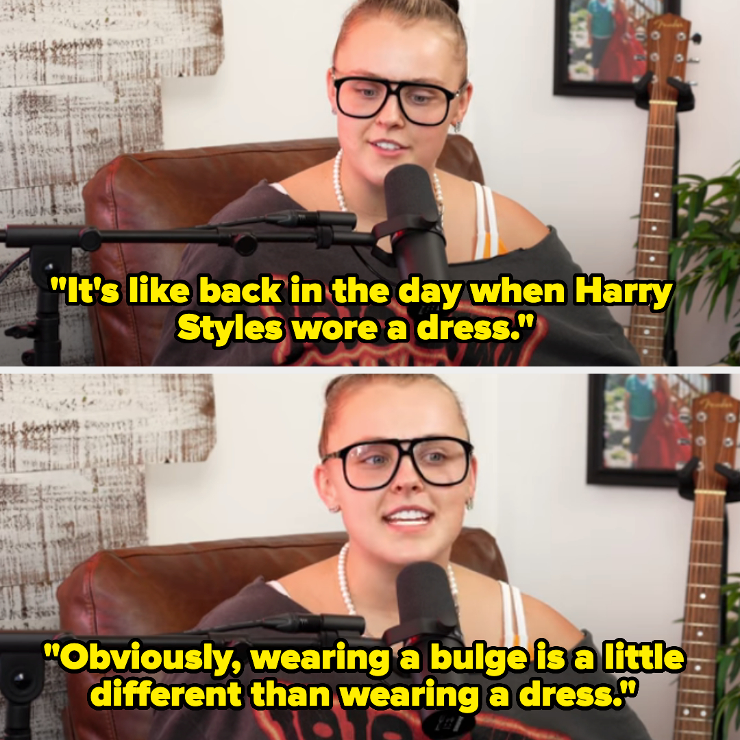 JoJo Siwa Compares Fake Bulge To Harry Styles Vogue Dress