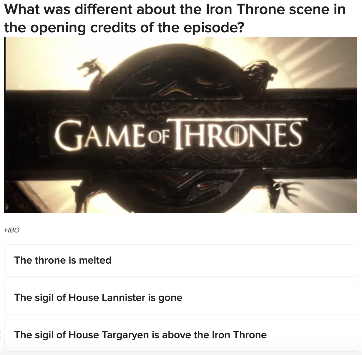 16 Quizzes For True "Game Of Thrones" Fans
