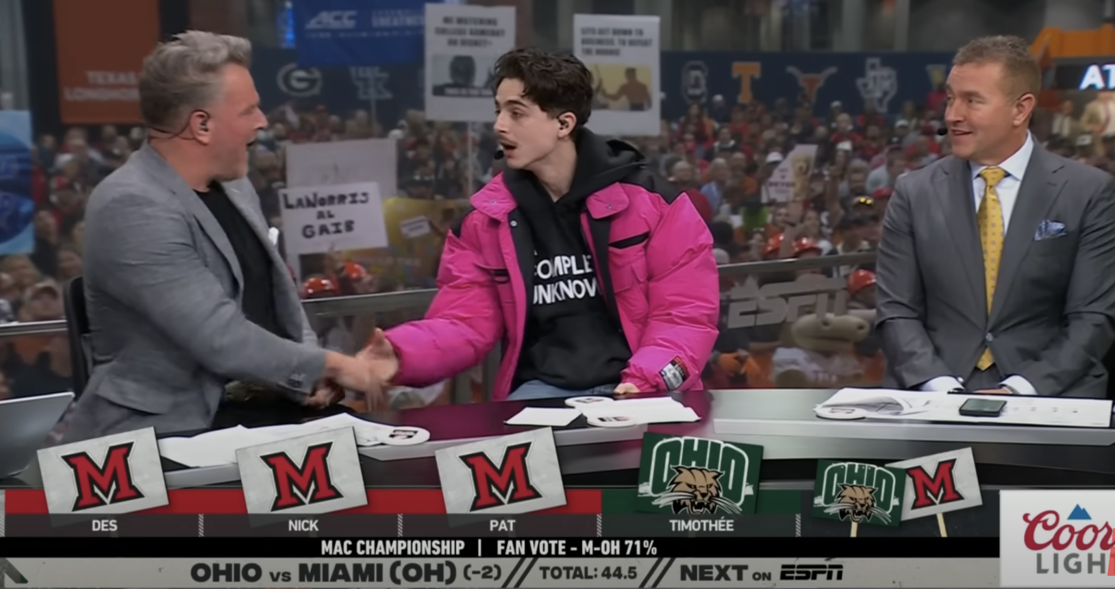 Timothée Chalamet Reacts To ESPN College GameDay Praise
