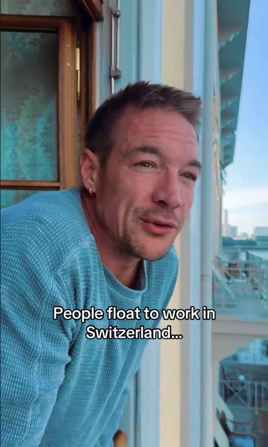 People Take Floating River Commute In Switzerland