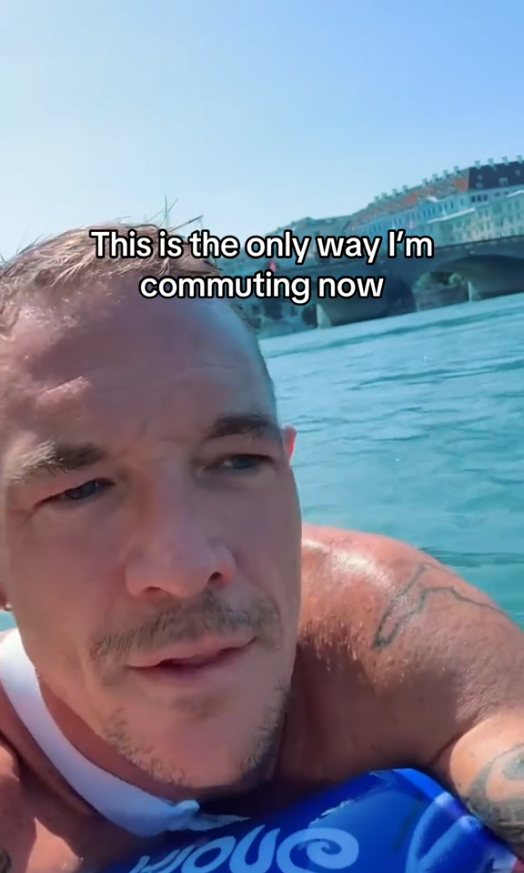 People Take Floating River Commute In Switzerland