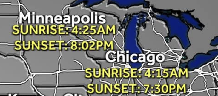 A Map Of Sunrise And Sunset Times Under Permanent Standard Time Is ...