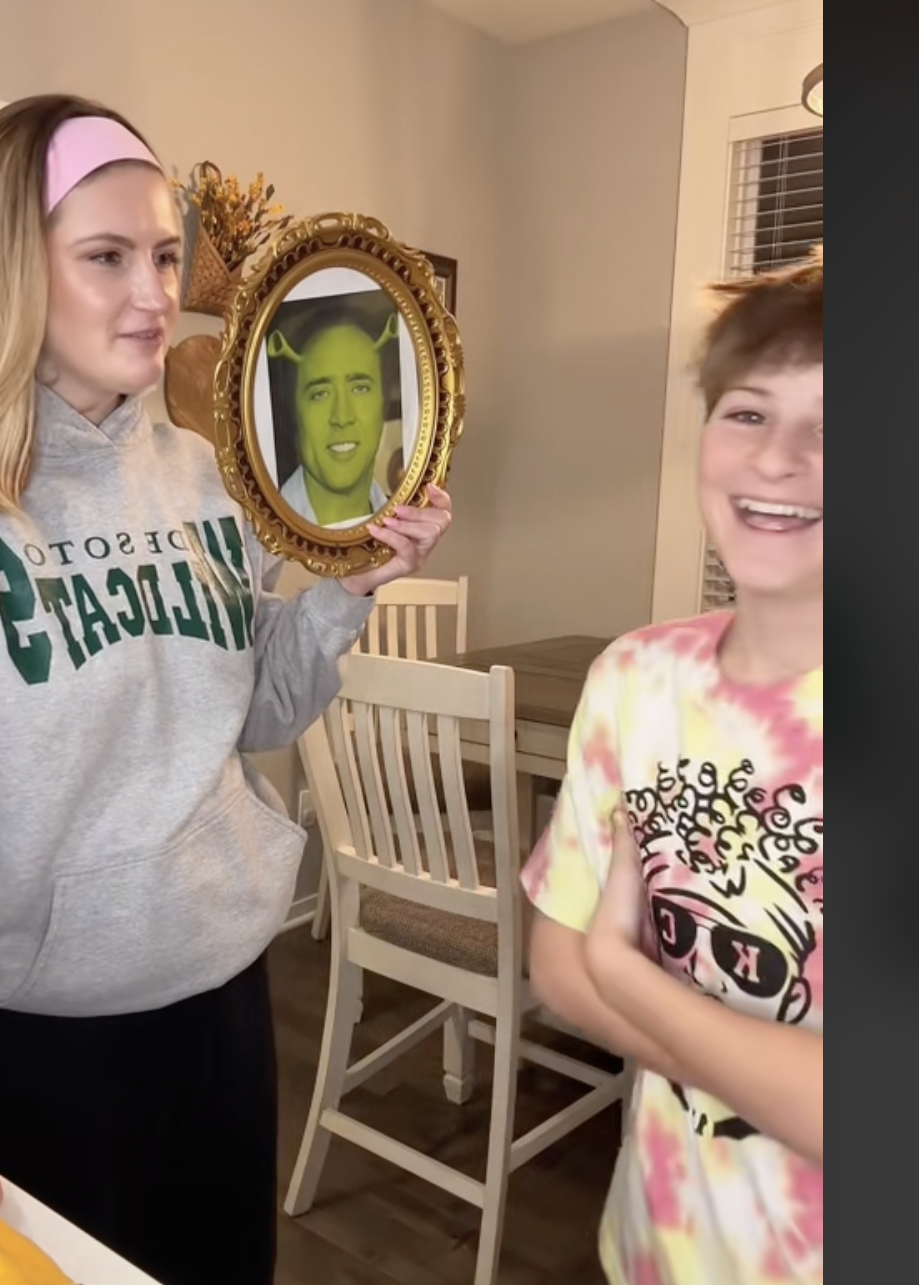 Mom Finds Nicolas Cage Shrek In Her Son's Locker, TikTok Loses It