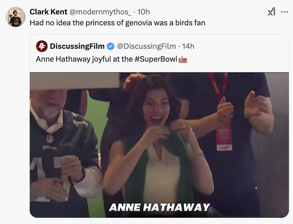 The Internet Is Going Wild Over Anne Hathaway At The Super Bowl