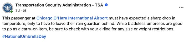 The TSA Posted A Picture Of A Confiscated Umbrella Weapon