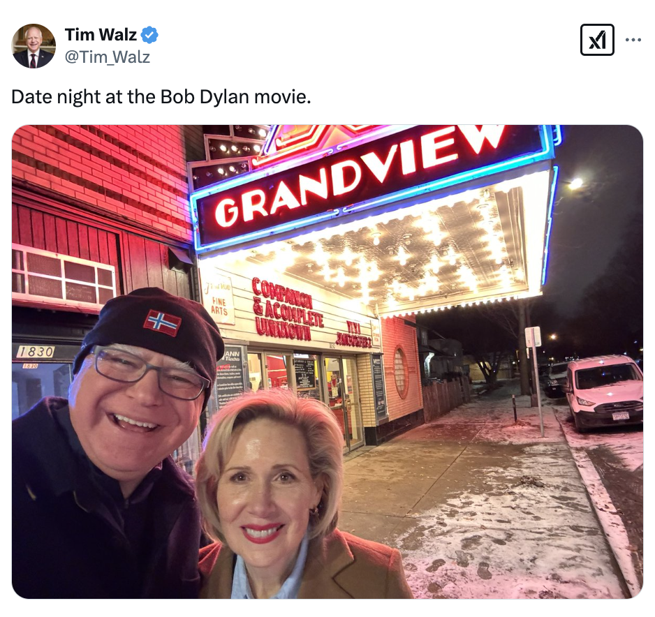 This Picture Of Tim Walz Simply At The Movies Is Going Viral