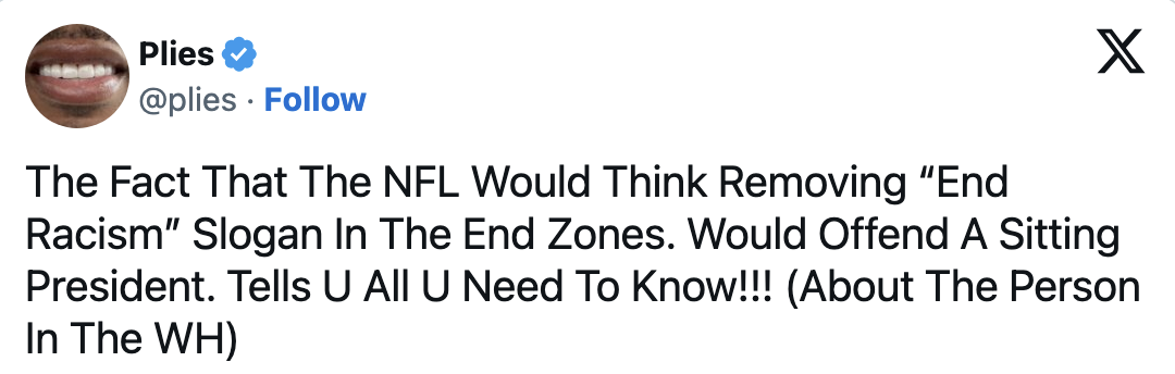 Controversy Over NFL Dropping 'End Racism' In End Zones