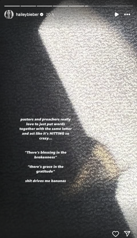 Hailey Bieber Instagram Story Amid Selena Gomez Drama