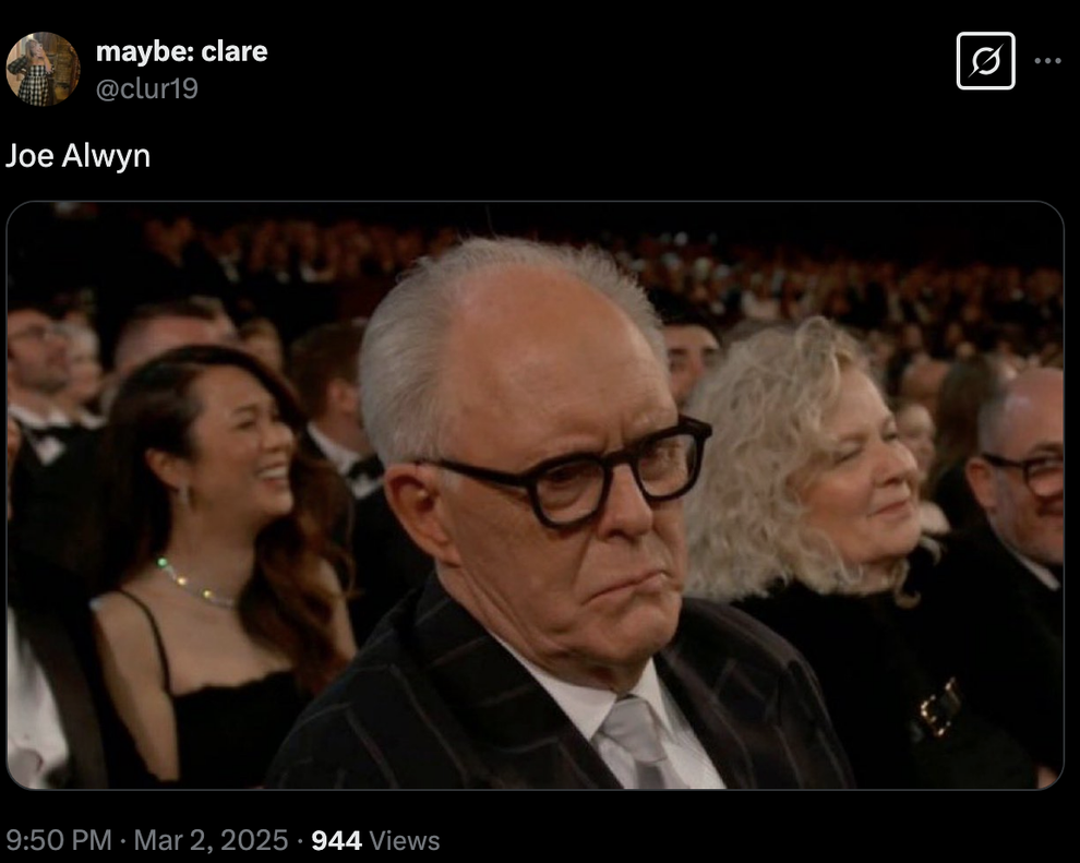 "Slightly Disappointed John Lithgow" Oscars Memes