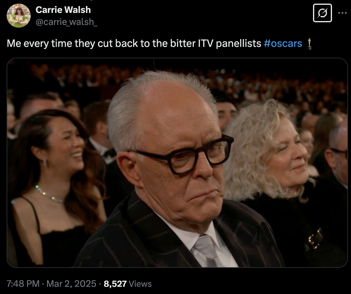 "Slightly Disappointed John Lithgow" Oscars Memes