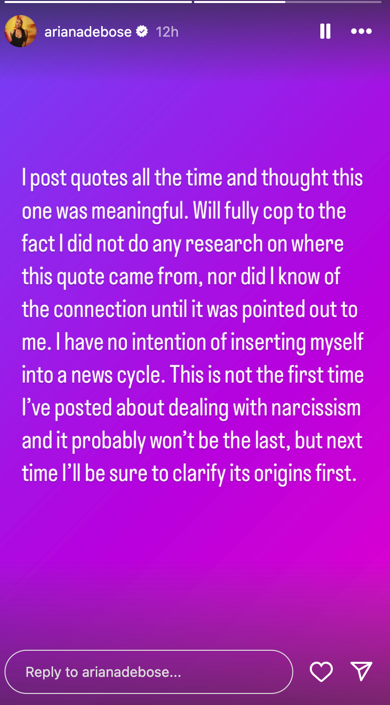 Ariana DeBose Statement On Rachel Zegler IG Post