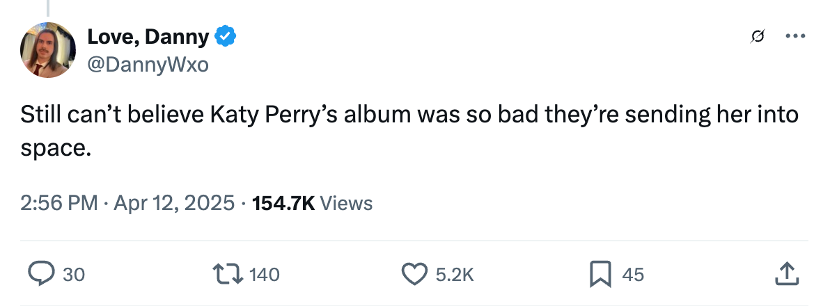 Internet Reactions To Katy Perry's Space Mission