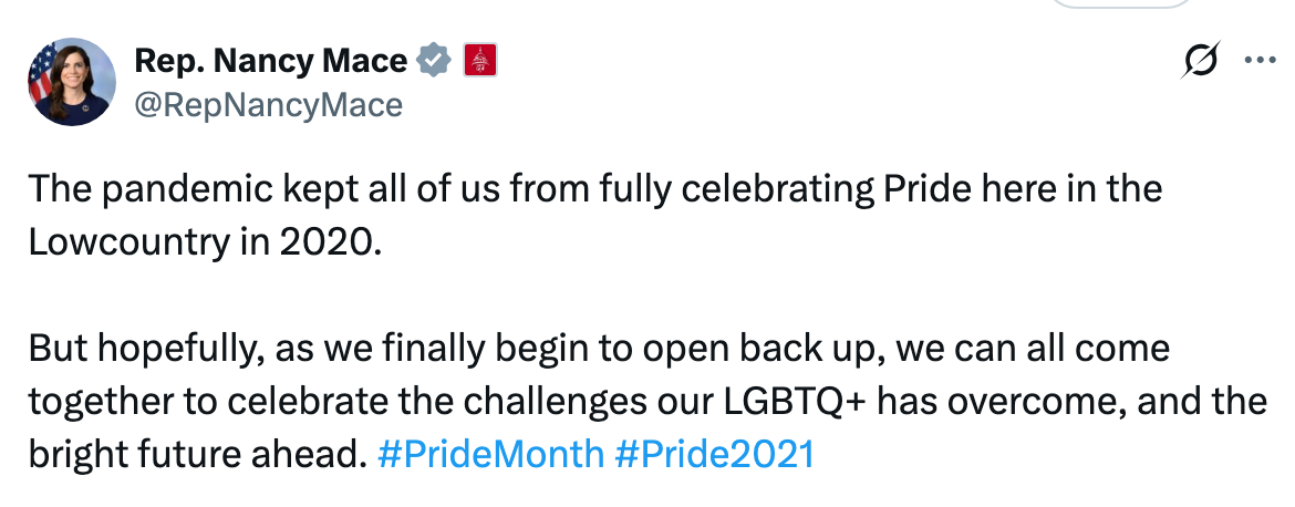 Republican Nancy Mace LGBTQ Pride Tweets Resurface