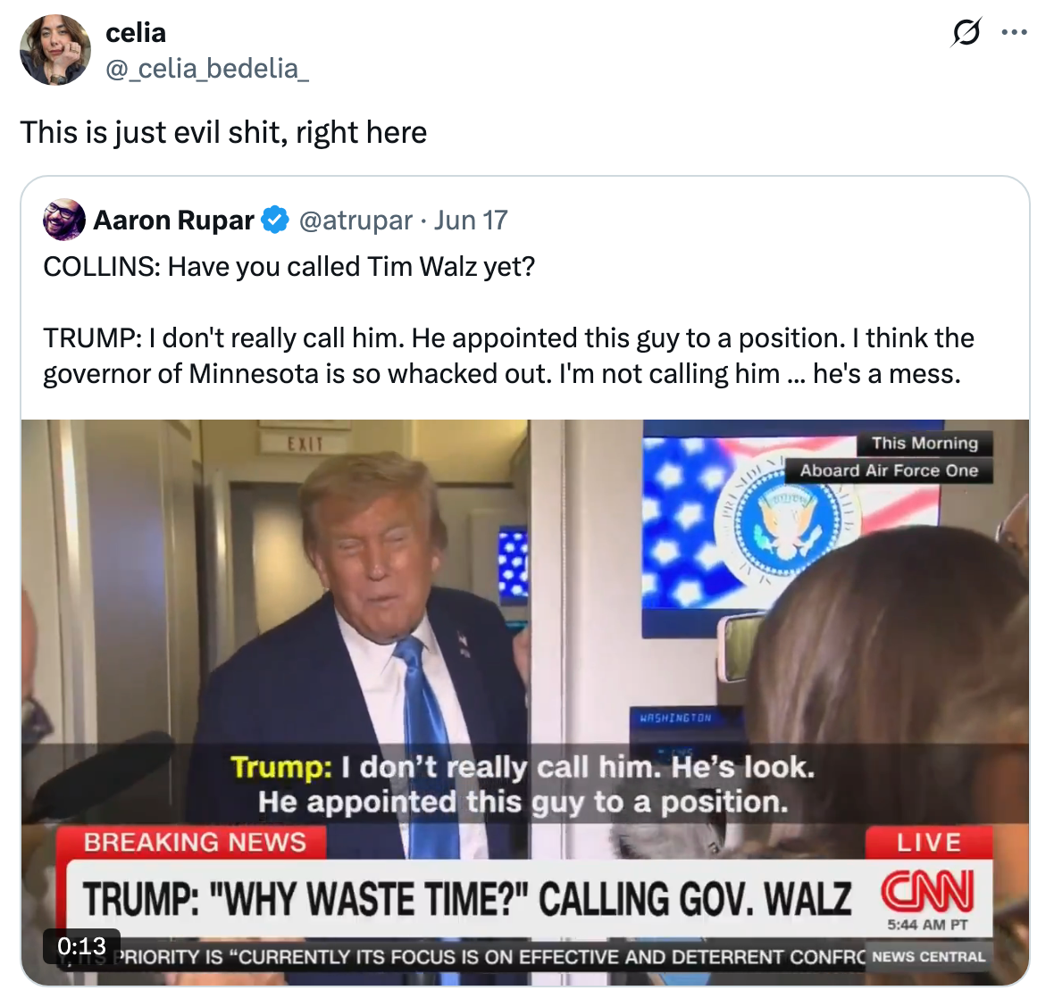Trump Refuses To Call Tim Walz After Minnesota Lawmaker Shootings