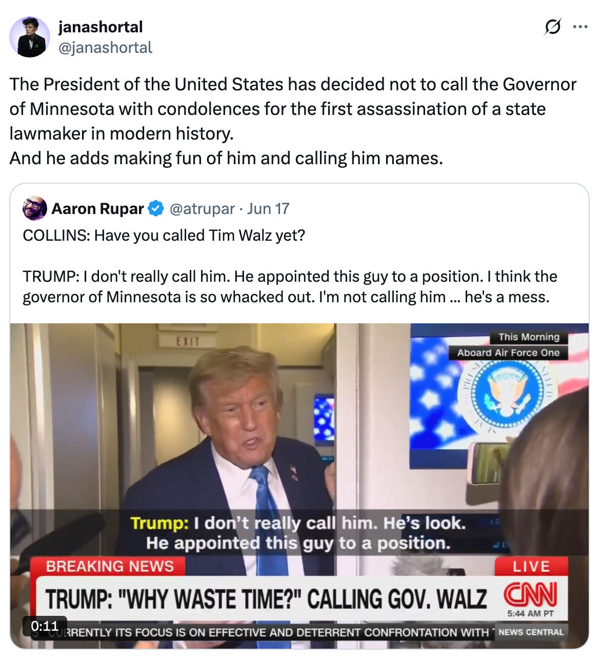 Trump Refuses To Call Tim Walz After Minnesota Lawmaker Shootings