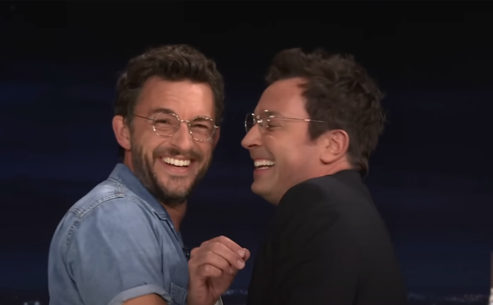Jimmy Fallon And Jonathan Bailey Almost Kiss