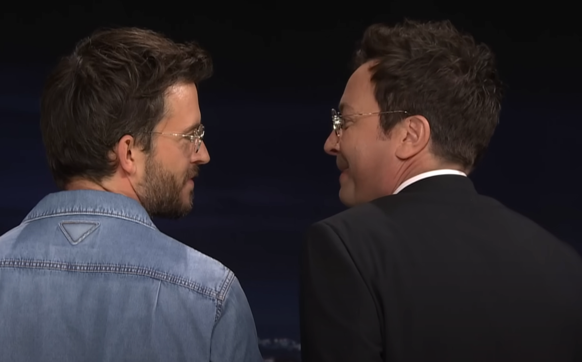 Jimmy Fallon And Jonathan Bailey Almost Kiss