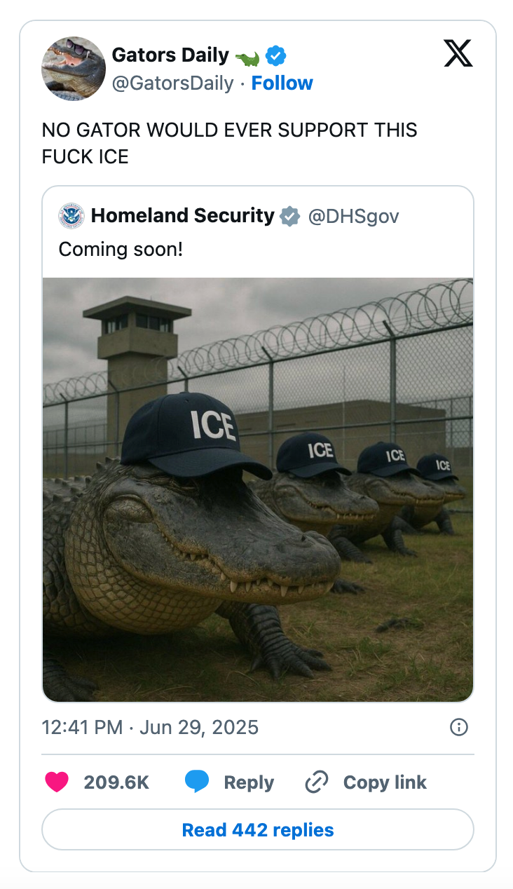 Alligators In ICE Hats AI Image Reactions
