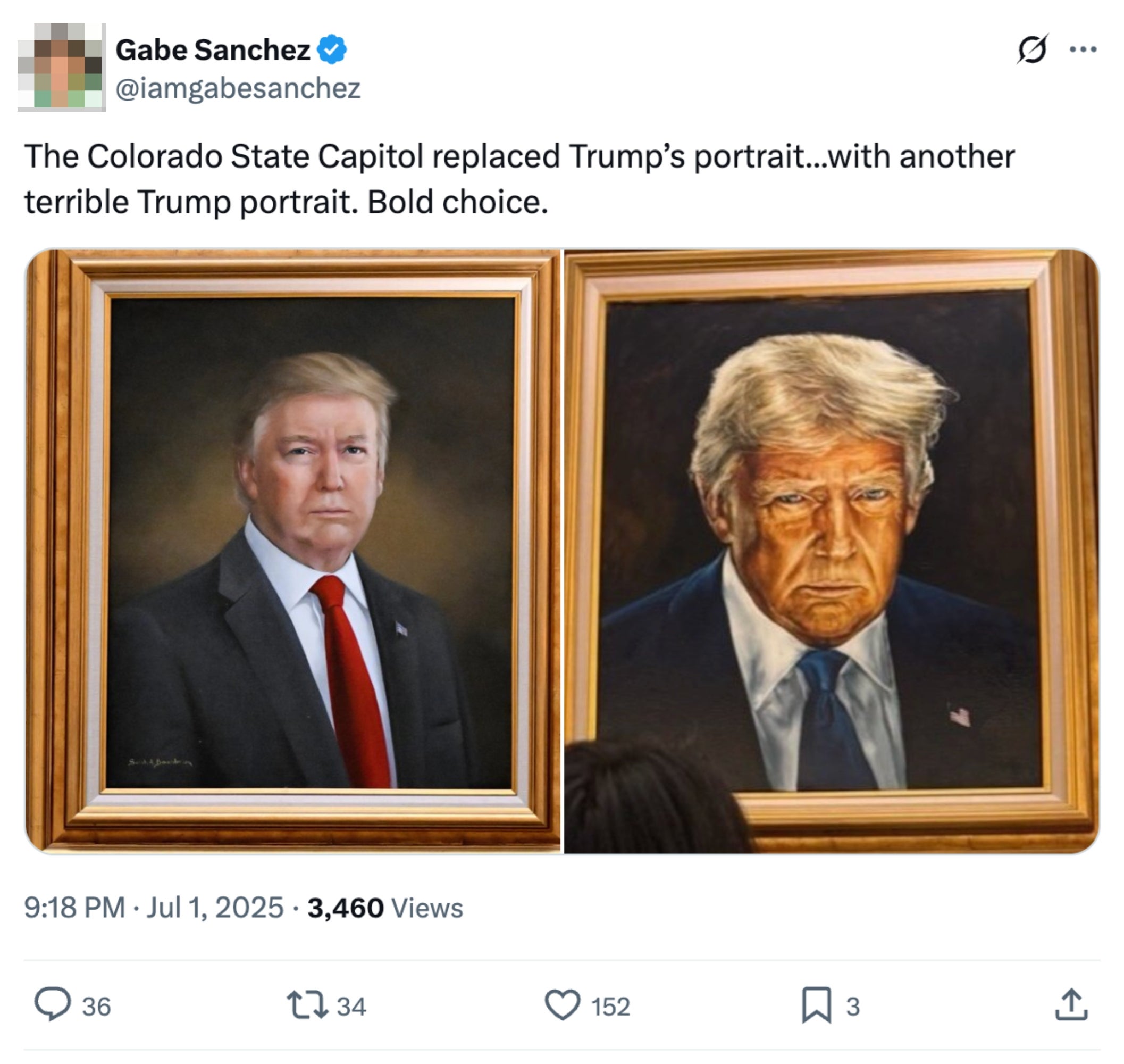 Everyone's A Critic After Trump Gets A New Portrait In Colorado Capitol