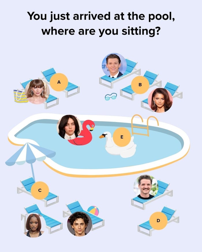 We need to know, which of these celebs would you sit next to at the pool?