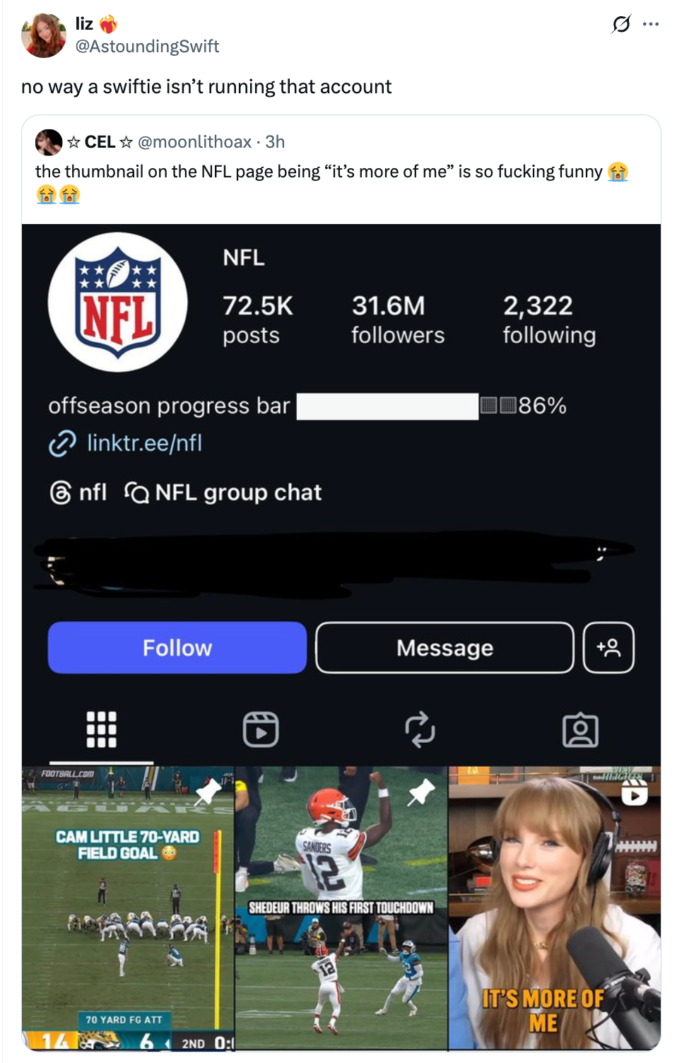 The NFL Just Perfectly Trolled Their Male Fans Over Taylor Swift