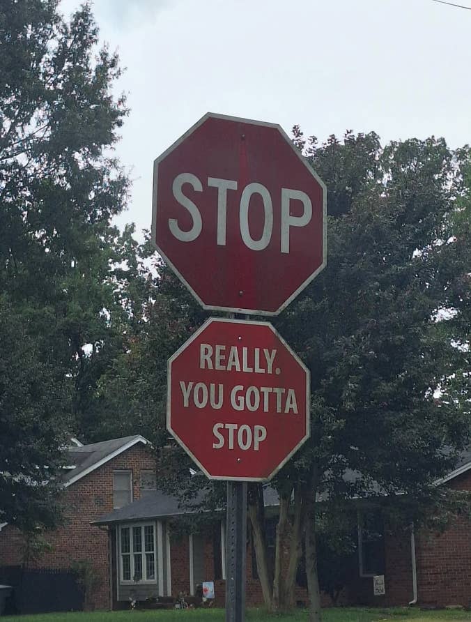 funny stop sign