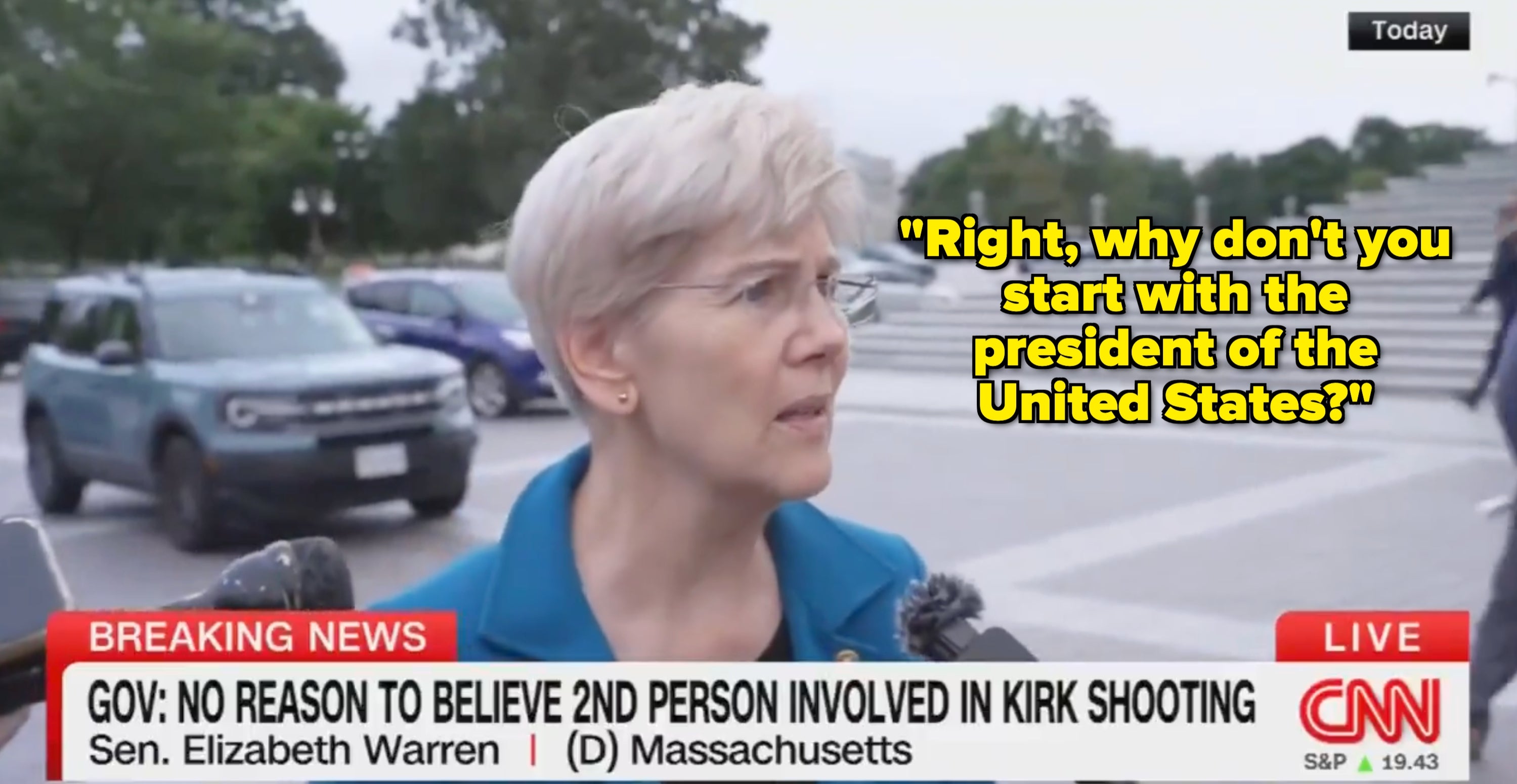 Elizabeth Warren's Viral CNN Reaction After Charlie Kirk Shooting