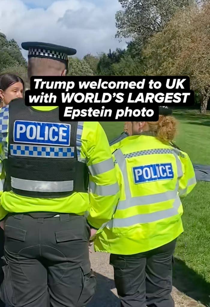 UK Protestors Left A Big Poster Waiting For Trump