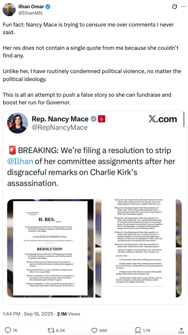 Ilhan Omar And Nancy Mace's Online Feud Goes Viral