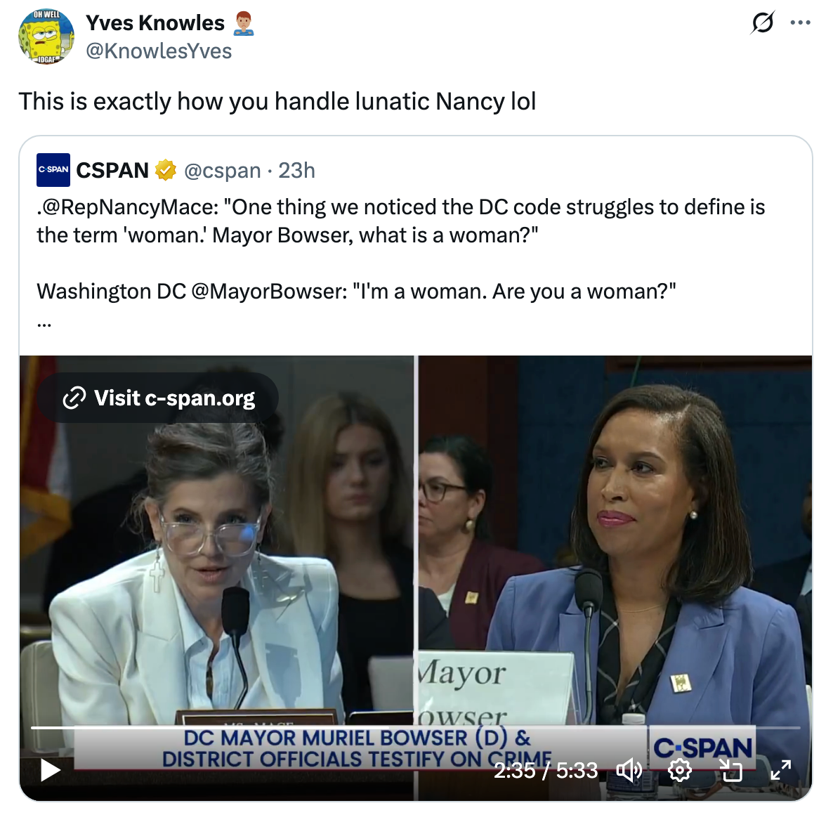 Nancy Mace Just Got Put In Her Place By The Mayor Of DC