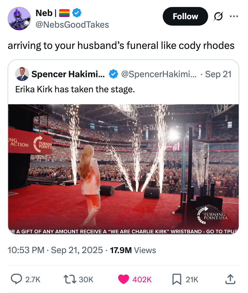 Erika Kirk's Entrance At Charlie's Memorial Reactions