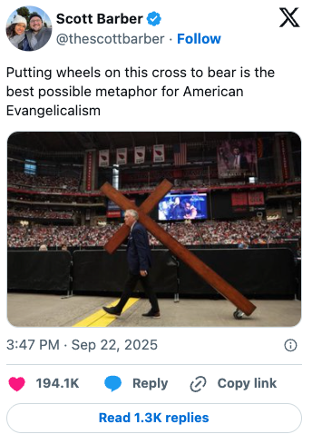 People Have Thoughts On This Man Carrying A Huge Cross At Charlie Kirk ...