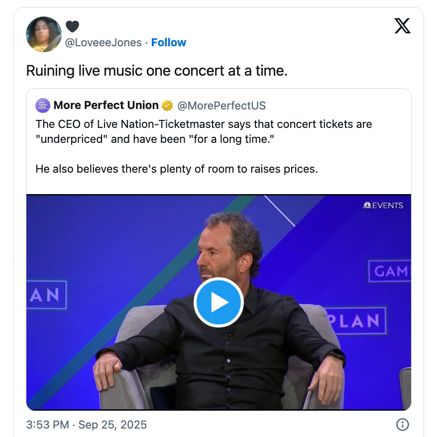 Ticketmaster CEO Sparks Fury Over Price Comments