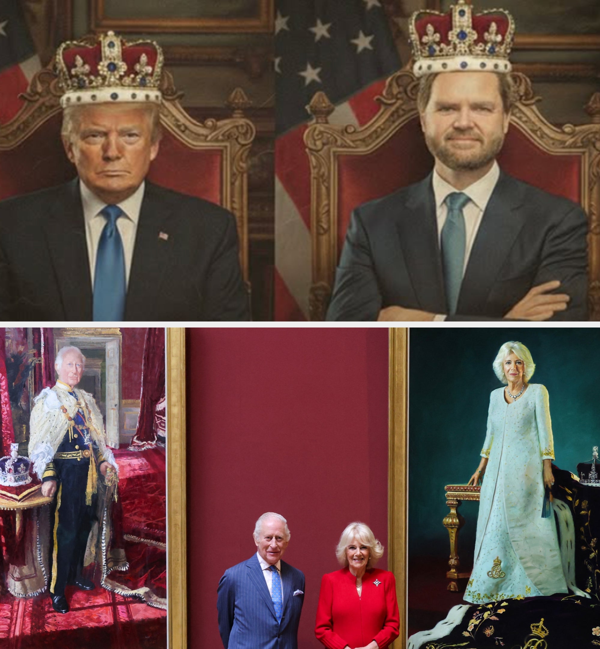 White House Posts Image Of Trump And Vance In Crowns