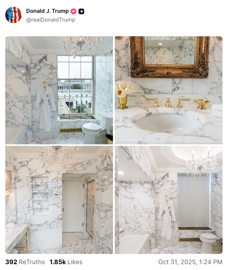 Trump’s Lincoln Bathroom Makeover Looks EXACTLY Like You’d Imagine It Would