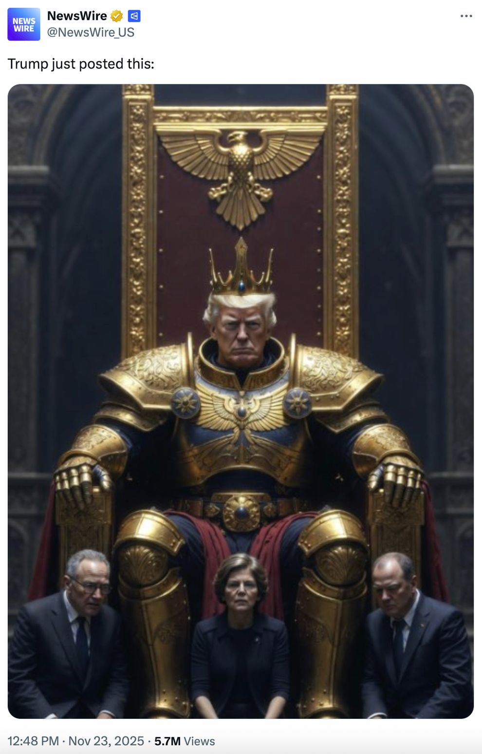 Warhammer Trump AI Post Draws Nazi Eagle Comparisons
