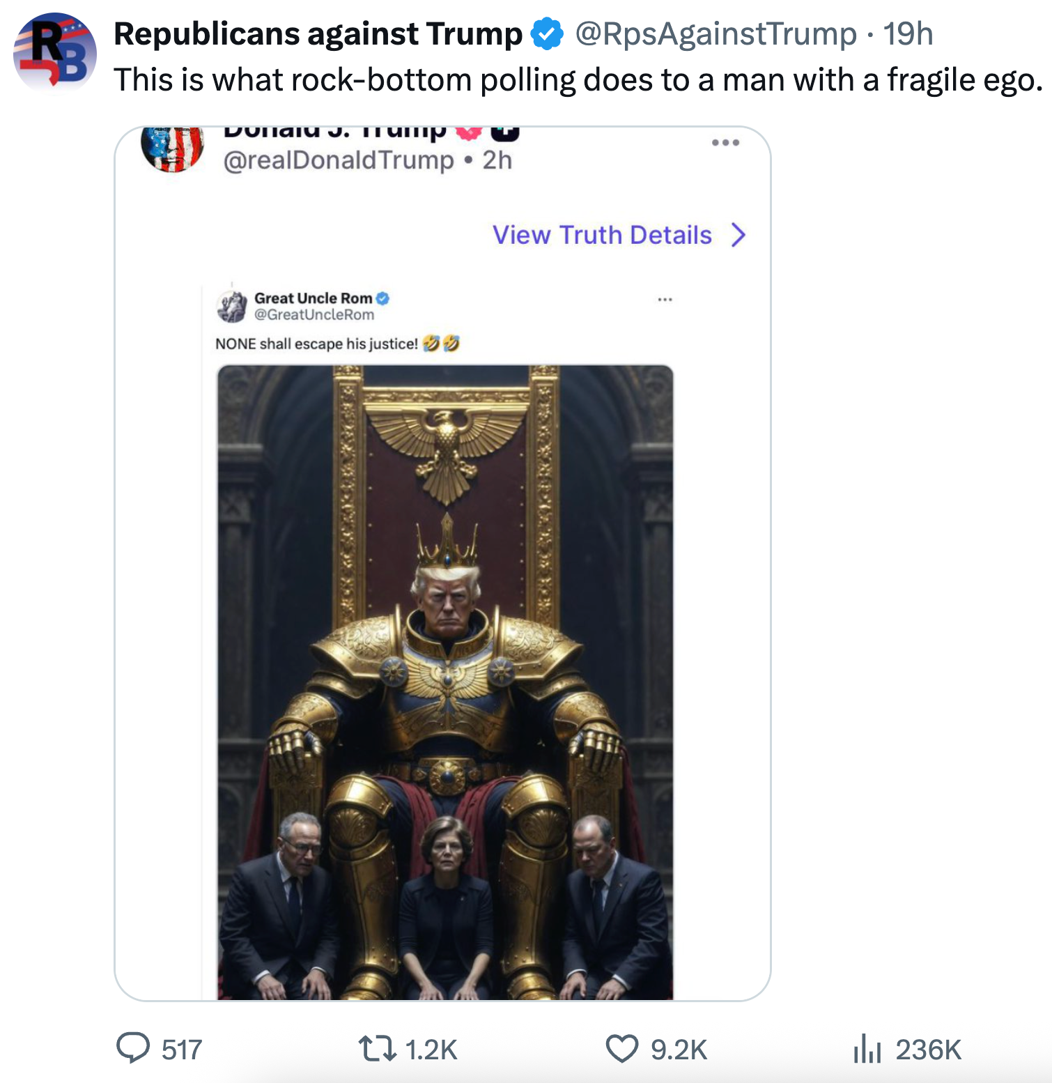 Warhammer Trump AI Post Draws Nazi Eagle Comparisons