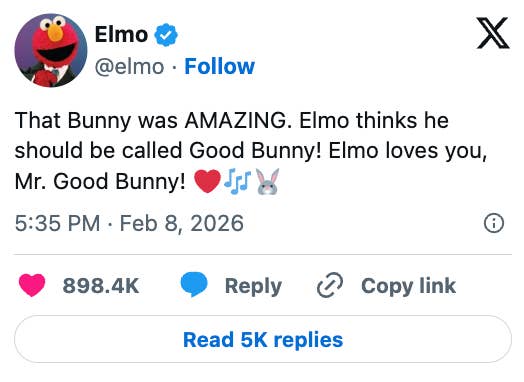 Conservatives Angry At Elmo Over Support Of Bad Bunny