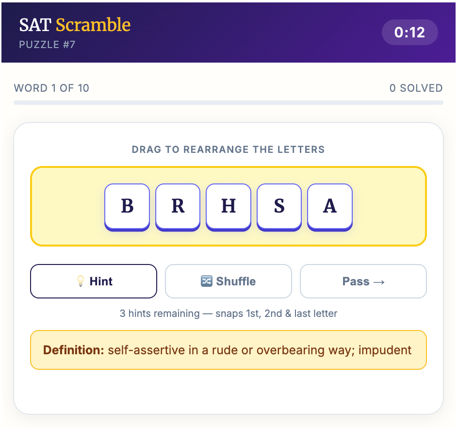 SAT Word Scrambles: Ultimate Vocabulary Test