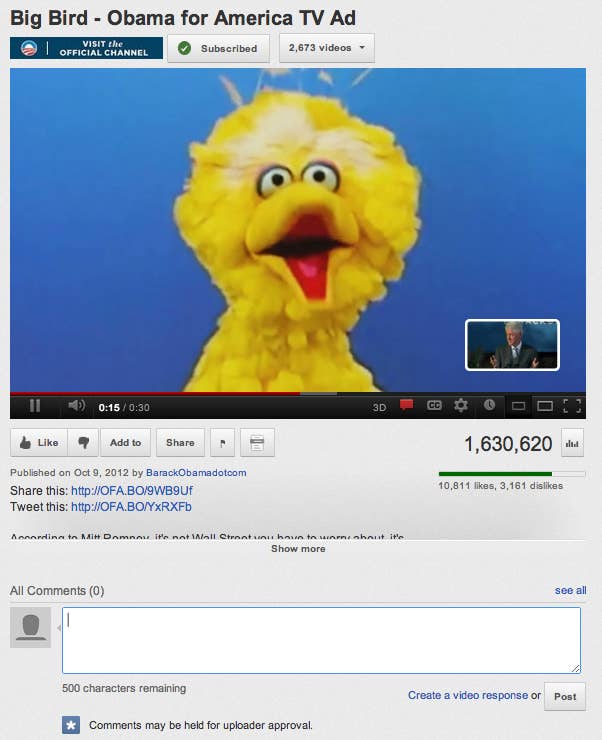 Obama Campaign Screens Comments On Controversial Big Bird TV Ad