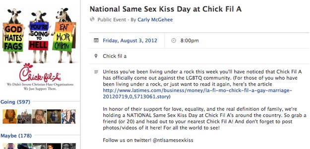 National Same Sex Kiss Day At Chick Fil A Scheduled For August 3