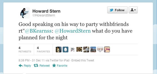 Howard Stern Drunk-Dials Twitter Followers
